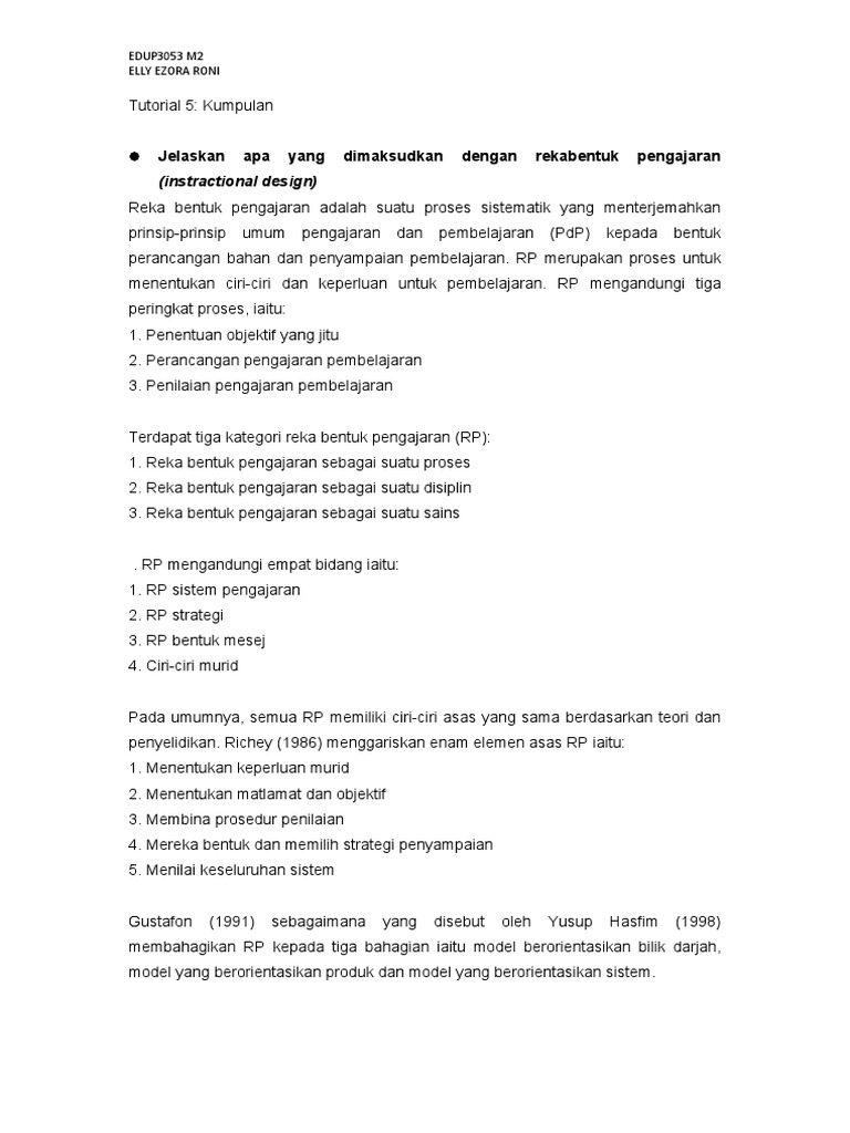 Tutorial 5 EDUP3053 | PDF