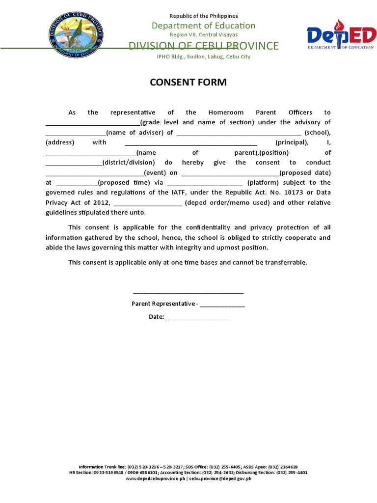 Consent Form for Conducting a Virtual School Event and Ensuring ...