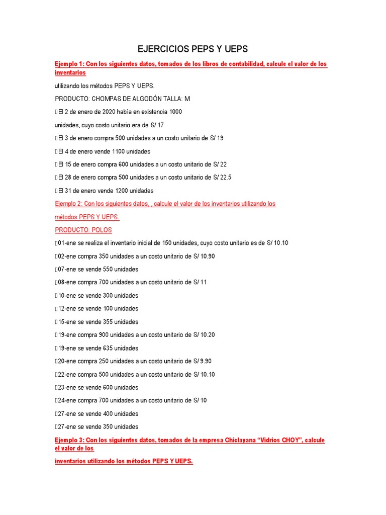 Ejercicios Peps y Ueps | PDF