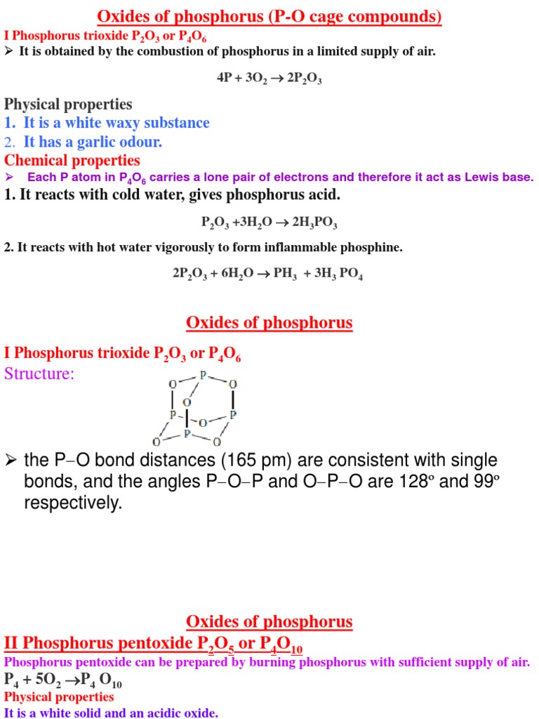 Oxides of Phosphorus (P-O Cage Compounds) : Physical Properties | PDF