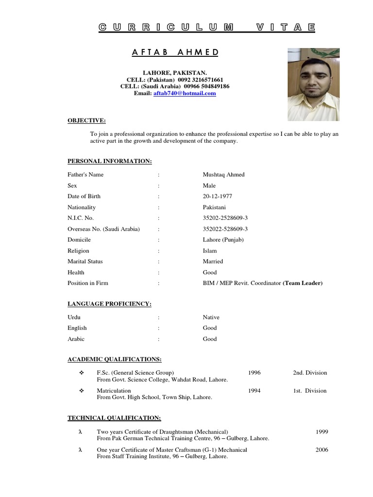 Aftab Ahmed CV | PDF | Riyadh | Autodesk Revit