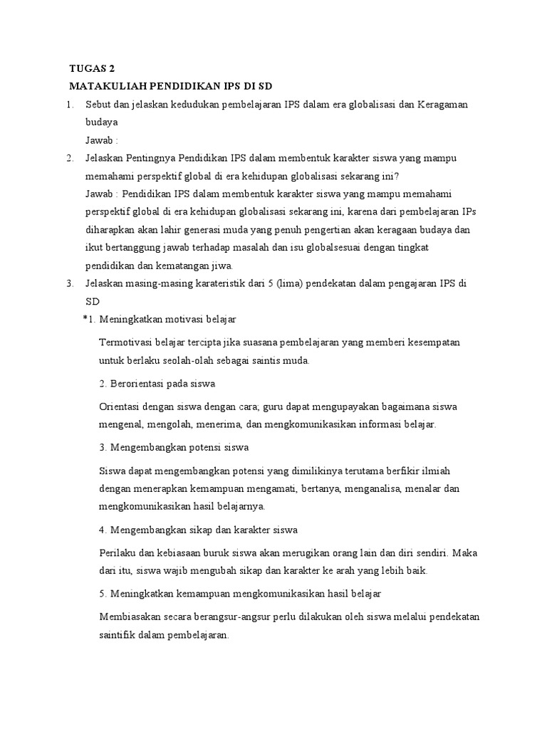 Tugas 2 Pendidikan IPS Di SD | PDF