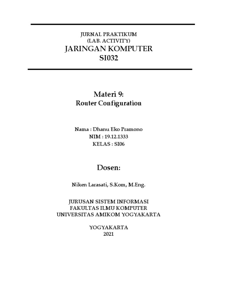 Jaringan Komputer SI032: Router Configuration | PDF | Booting | Command Line Interface