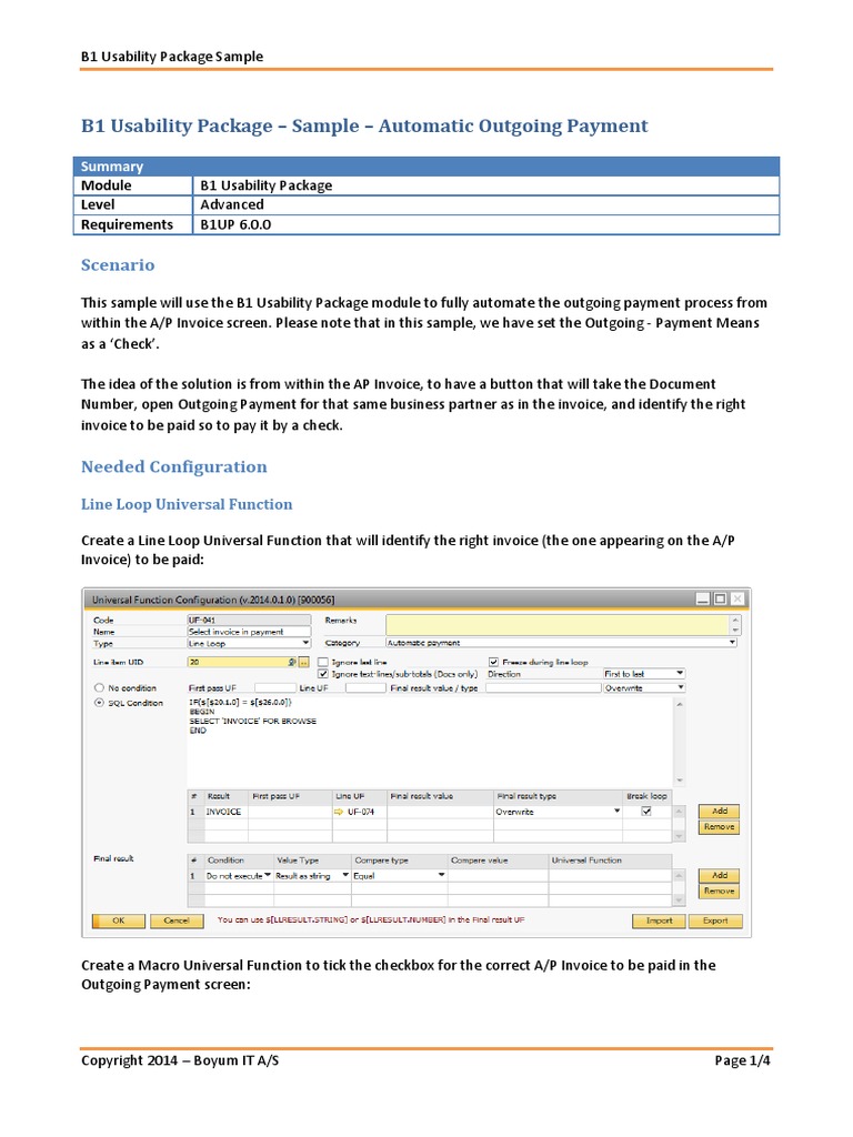 B1 Usability Package - Sample - Automatic Payment | PDF | Payments ...