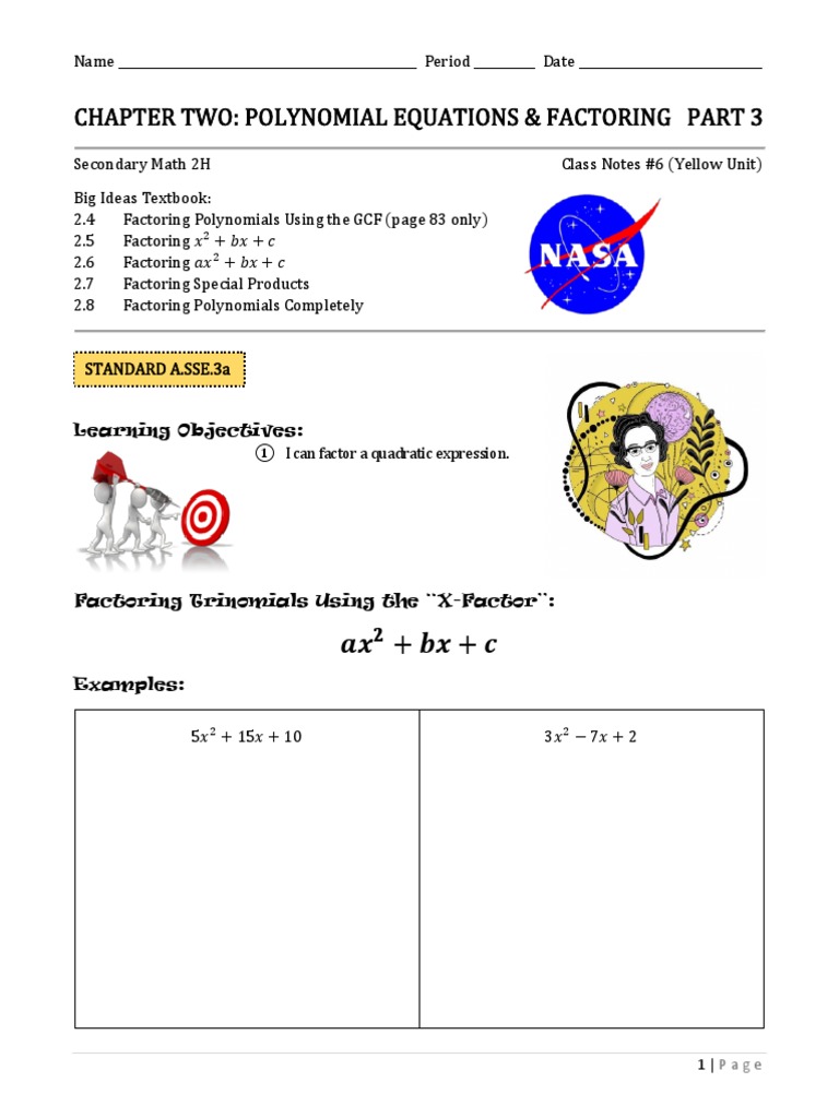 Standard A.sse.3a Part 3 Notes #6 (Yellow Unit) | PDF | Factorization ...