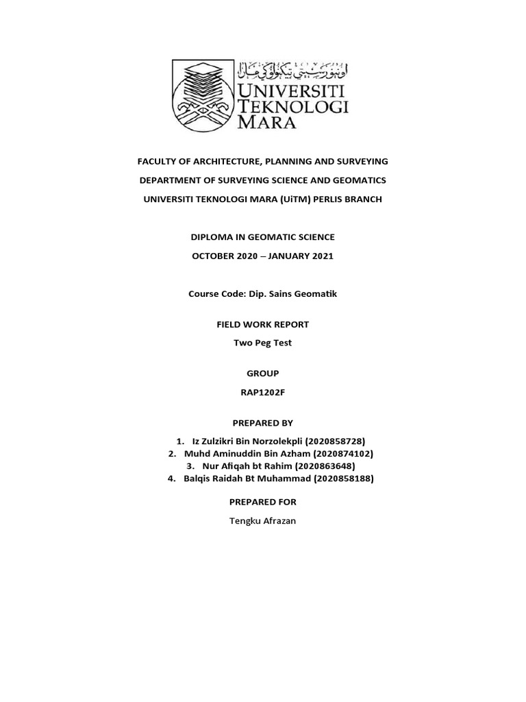 2 Peg Test Report | PDF | Surveying | Science