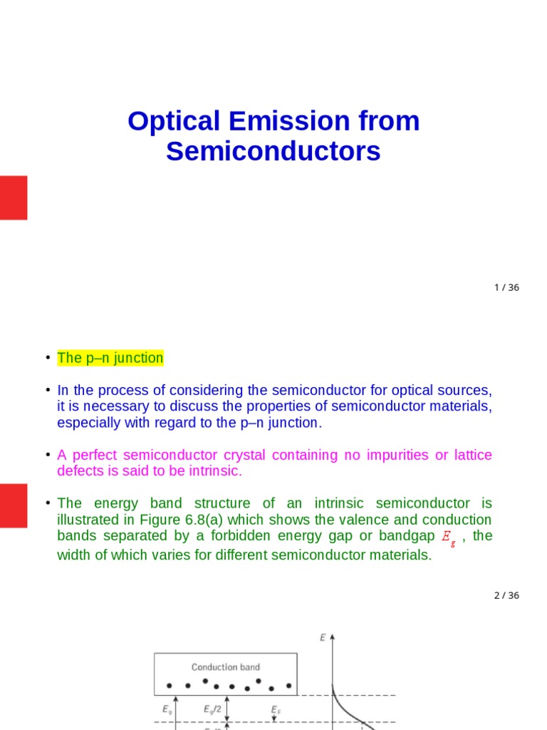 Optical Emission From Semiconductors | PDF | P–N Junction | Laser Diode