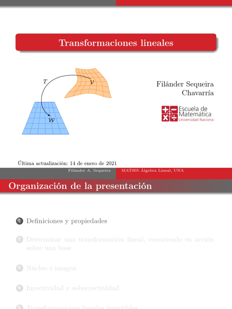 P09 Transformaciones Lineales Handout | Descargar gratis PDF | Mapa lineal | Espacio vectorial