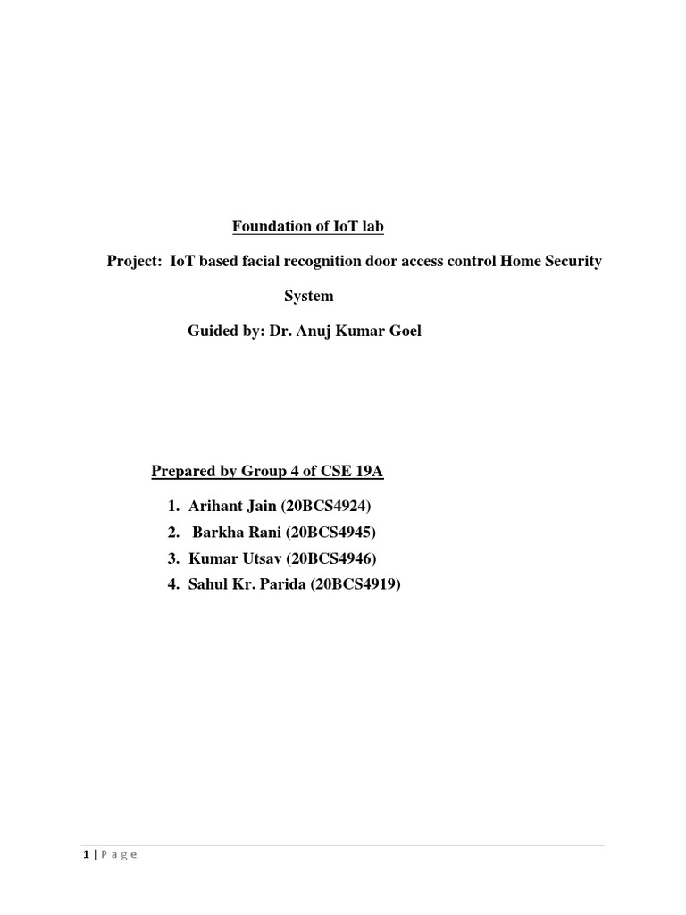 IoT Project End Semester Final Submit | PDF | Internet Of Things | Deep ...
