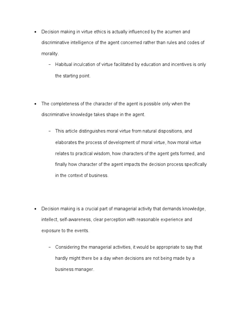 Decision Making in Virtue Ethics | PDF | Virtue Ethics | Decision Making