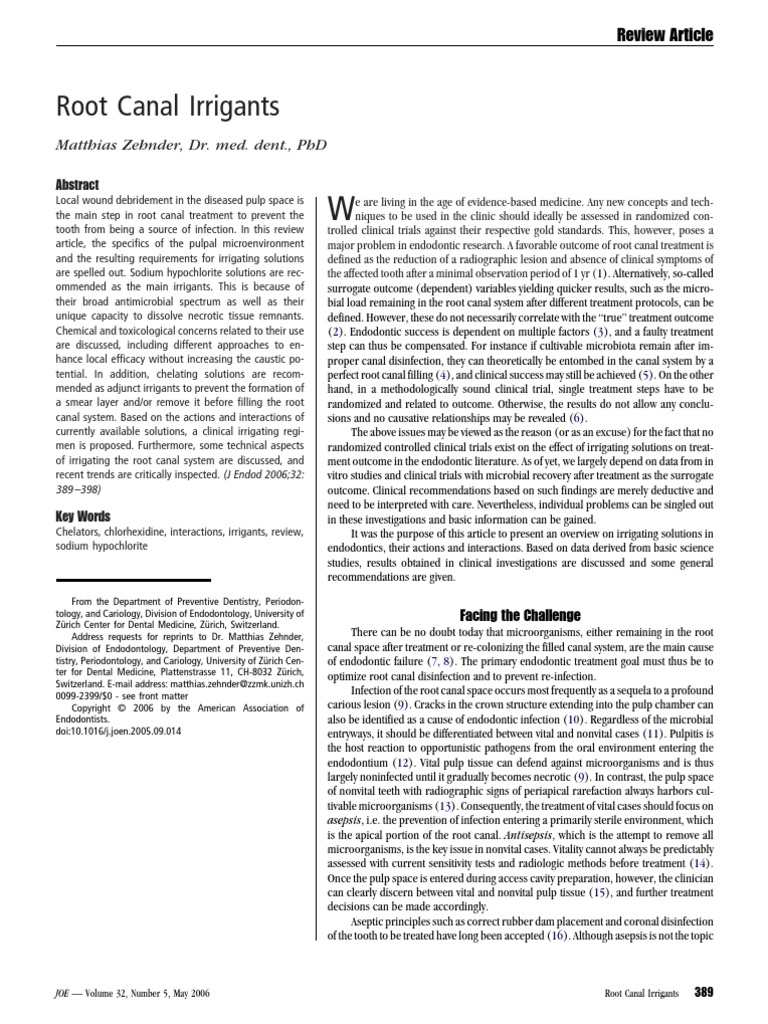 Root Canal Irrigants | PDF | Chlorine | Chemical Substances