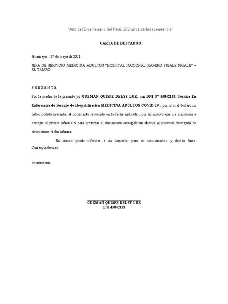 Carta de Descargo | PDF