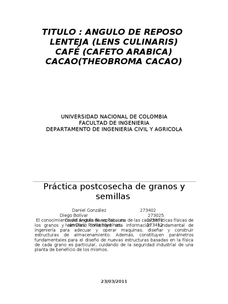 Angulo de Reposo | PDF | Movimiento (física) | Fricción