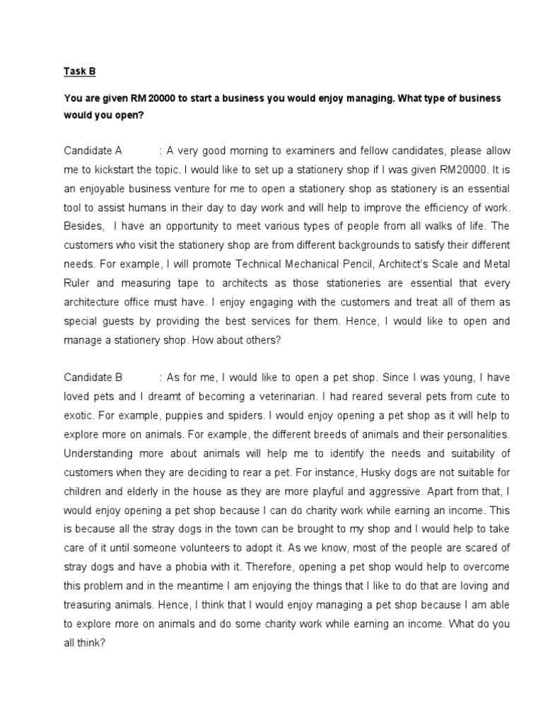 MUET Speaking Script (Shop) | PDF | Pet | Cakes