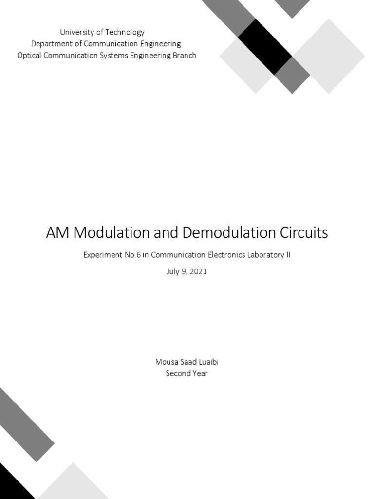 Analysis of Amplitude Modulation and Demodulation Using Diode and ...