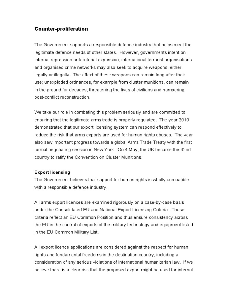 Counter Proliferation | PDF | Government Agencies | Cluster Munition