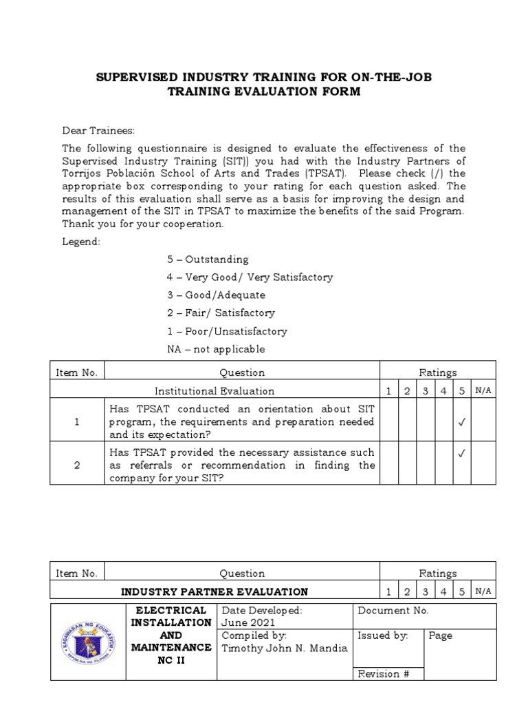 C. Sample Evaluation Form (Sheet) | PDF | Evaluation | Human Nature