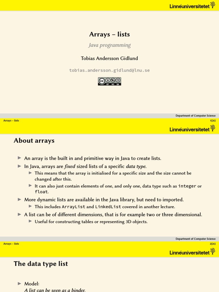 Arrays Lists Java Programming Pdf Array Data Structure Data Type 0978