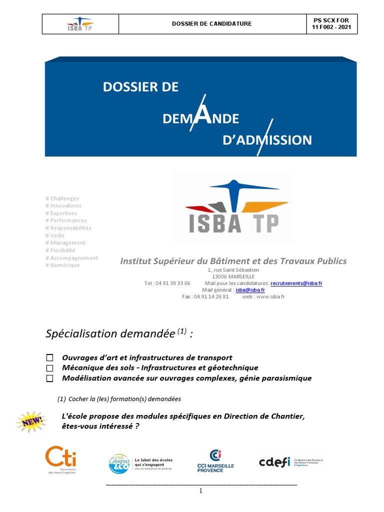 Dossier Inscription Isbatp 2021 2022 | Descargar gratis PDF | Science ...