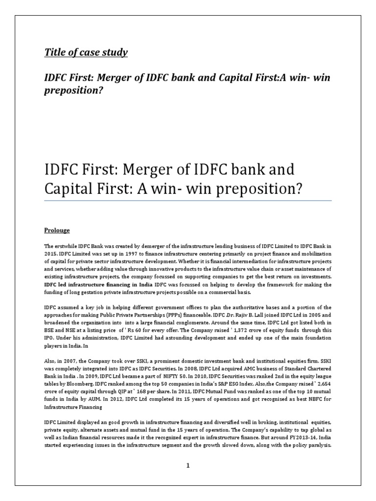 IDFC First Project | PDF | Mergers And Acquisitions | Banks