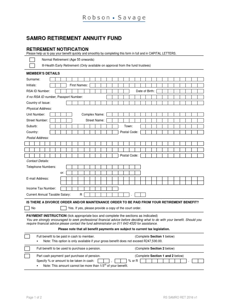 Retirement Notification Form | PDF | Retirement | Pension