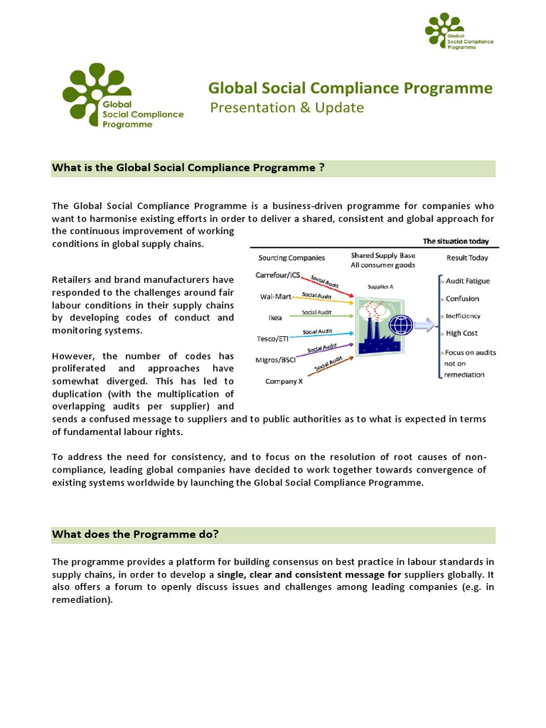 Global Social Compliance Programme: Presentation & Update | PDF ...