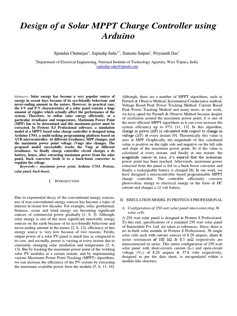 Arduino-Based MPPT Solar Controller Design | PDF | Electronic Filter ...