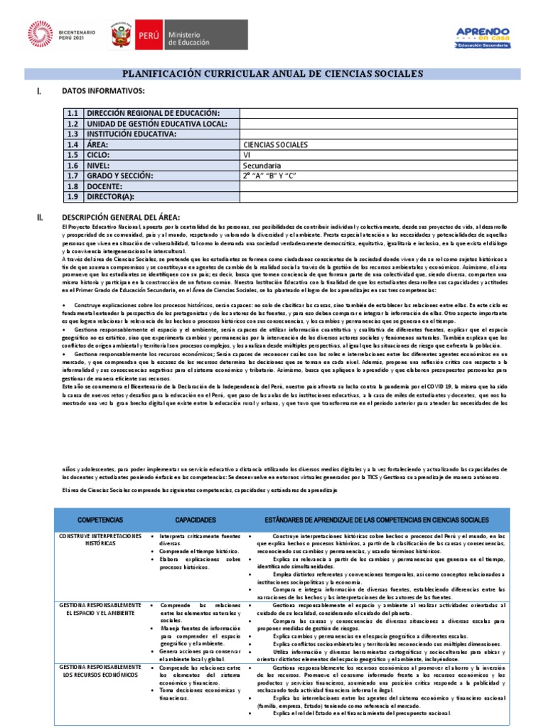 Programacion Anual 2° CCSS | PDF | Sustentabilidad | La naturaleza humana