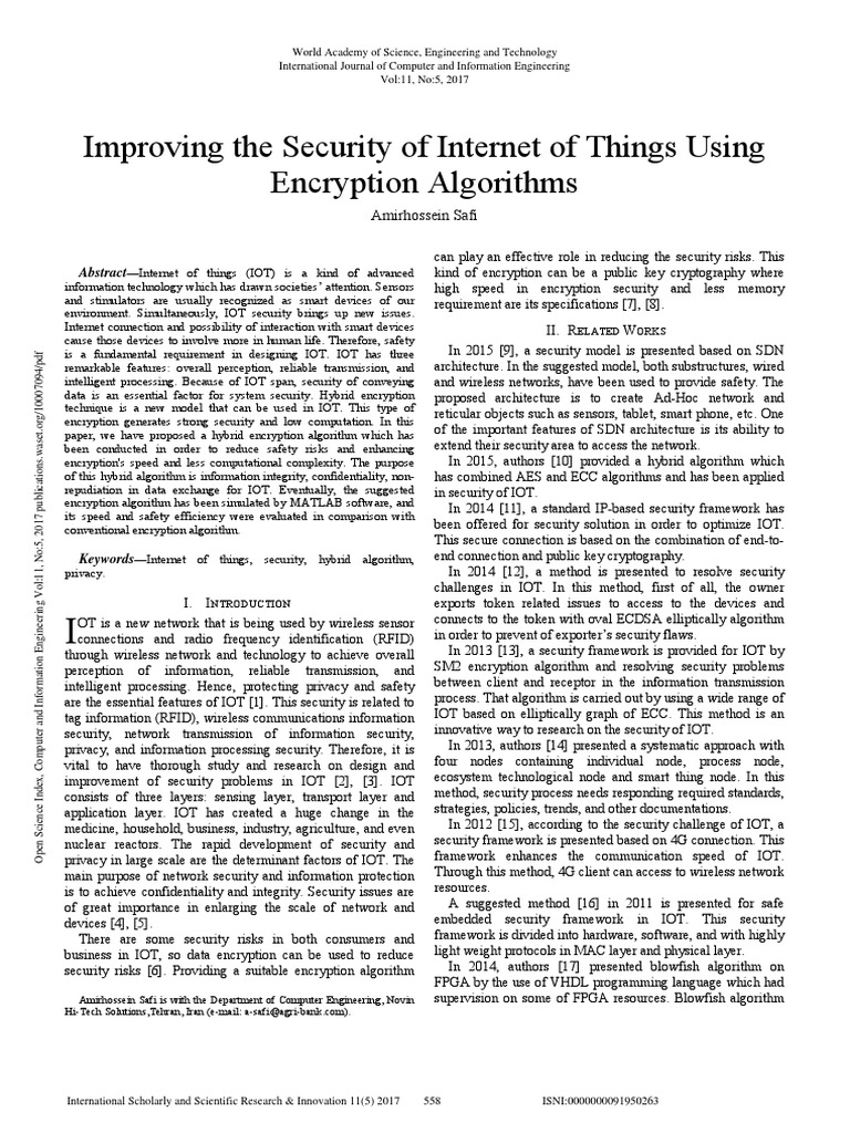 Improving The Security of Internet of Things Using Encryption ...