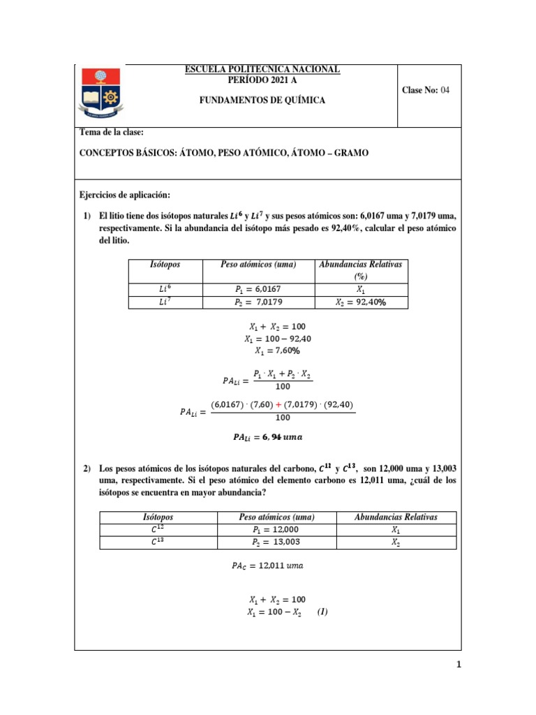 Tema 4A - Ejercicios Resueltos - Conceptos Básicos 1 | PDF | Isótopo | Tabla periódica