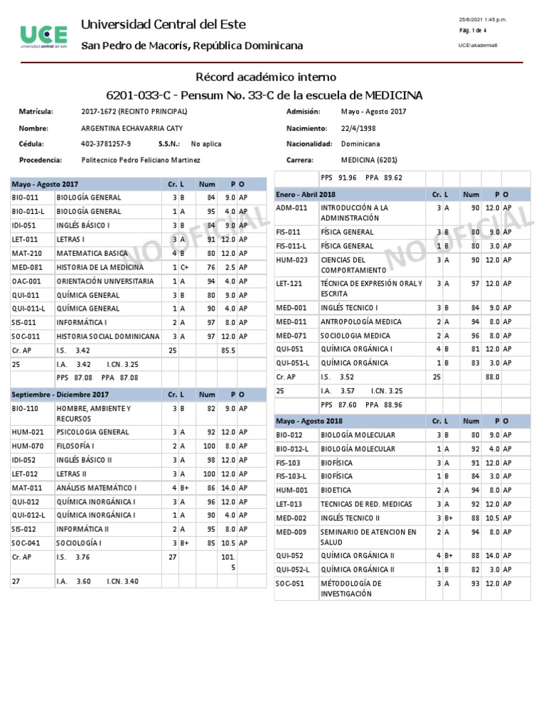 Record Notas Interno | PDF | Medicina | Ciencias de la vida
