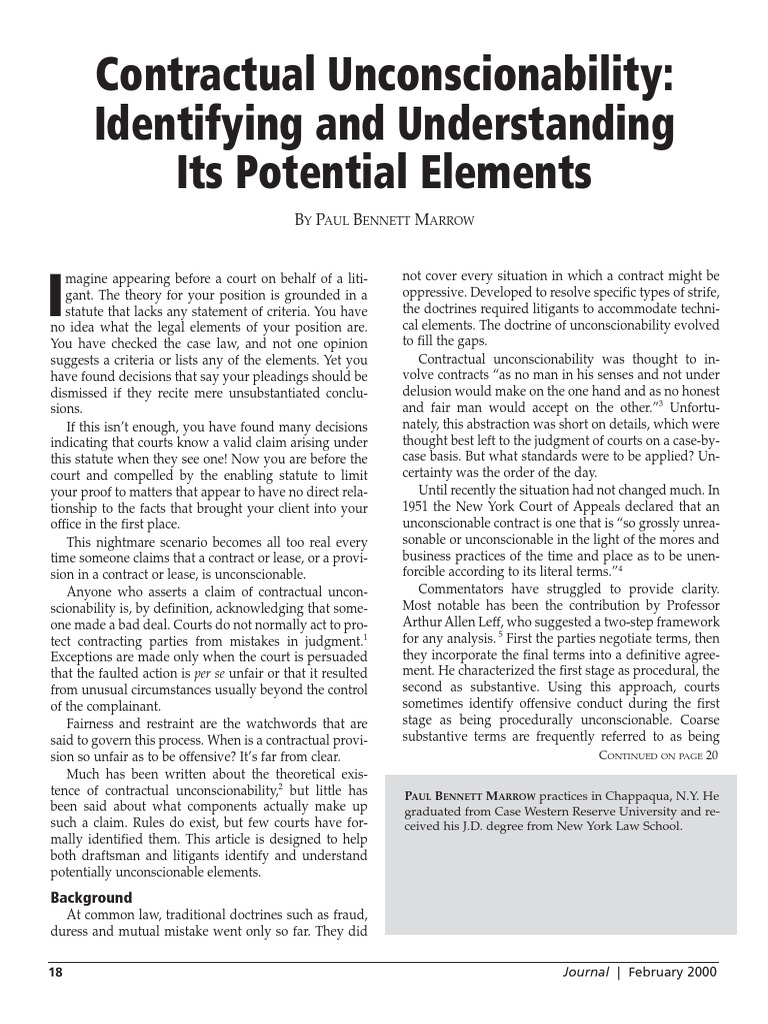 Contractual Unconscionability: Identifying and Understanding Its ...