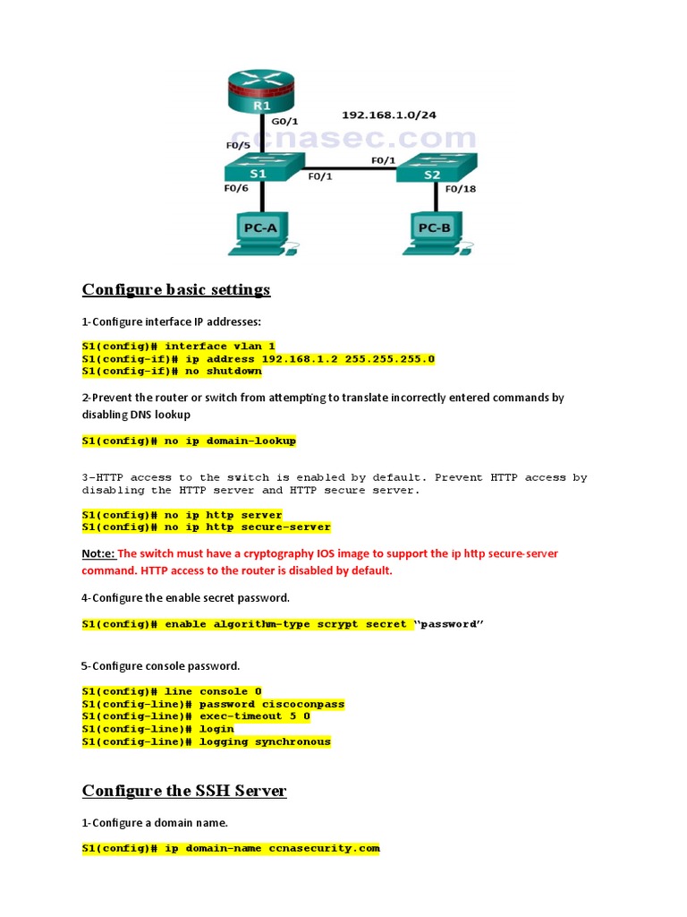 Configure Basic Settings: 1-Configure Interface IP Addresses | PDF | Network Protocols | Secure ...