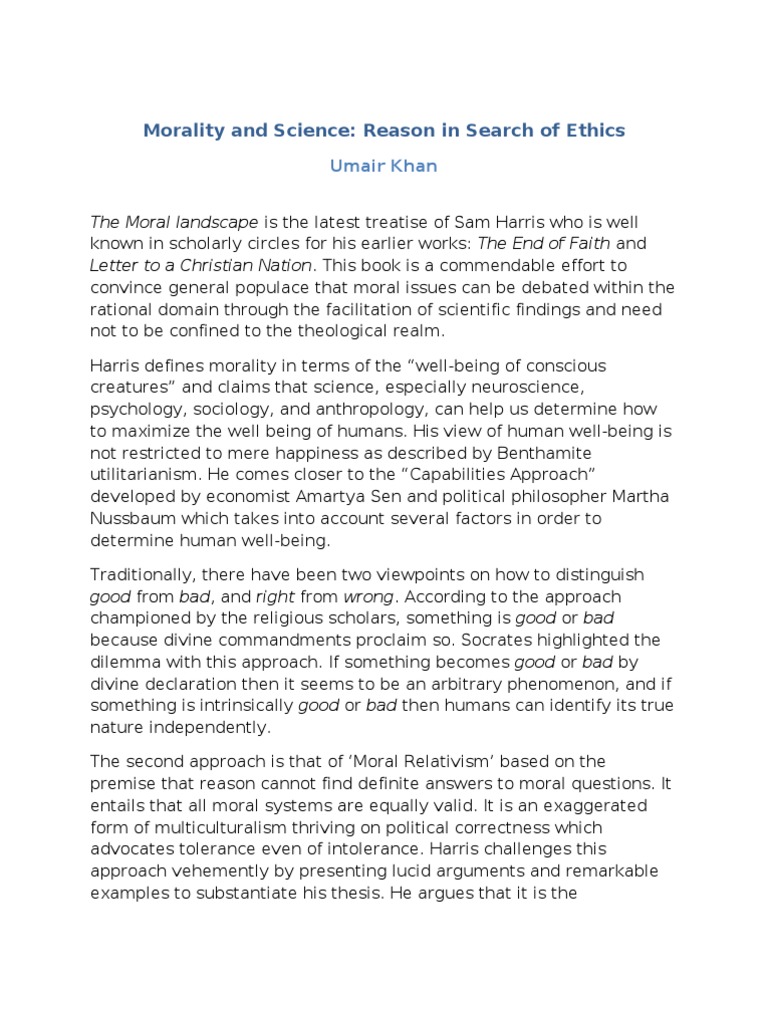 Science and Morality: Harris's Perspective | PDF | Mind | Psychology