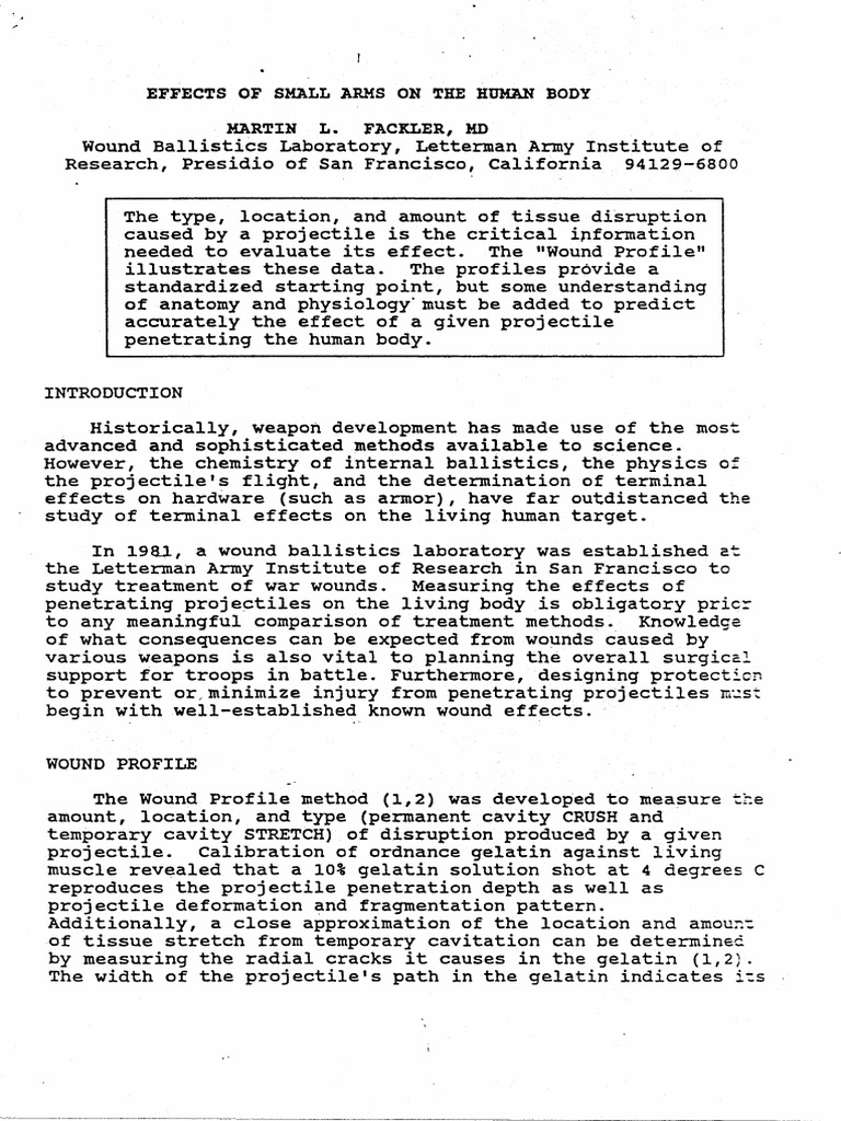 Effects of Small Arms | PDF