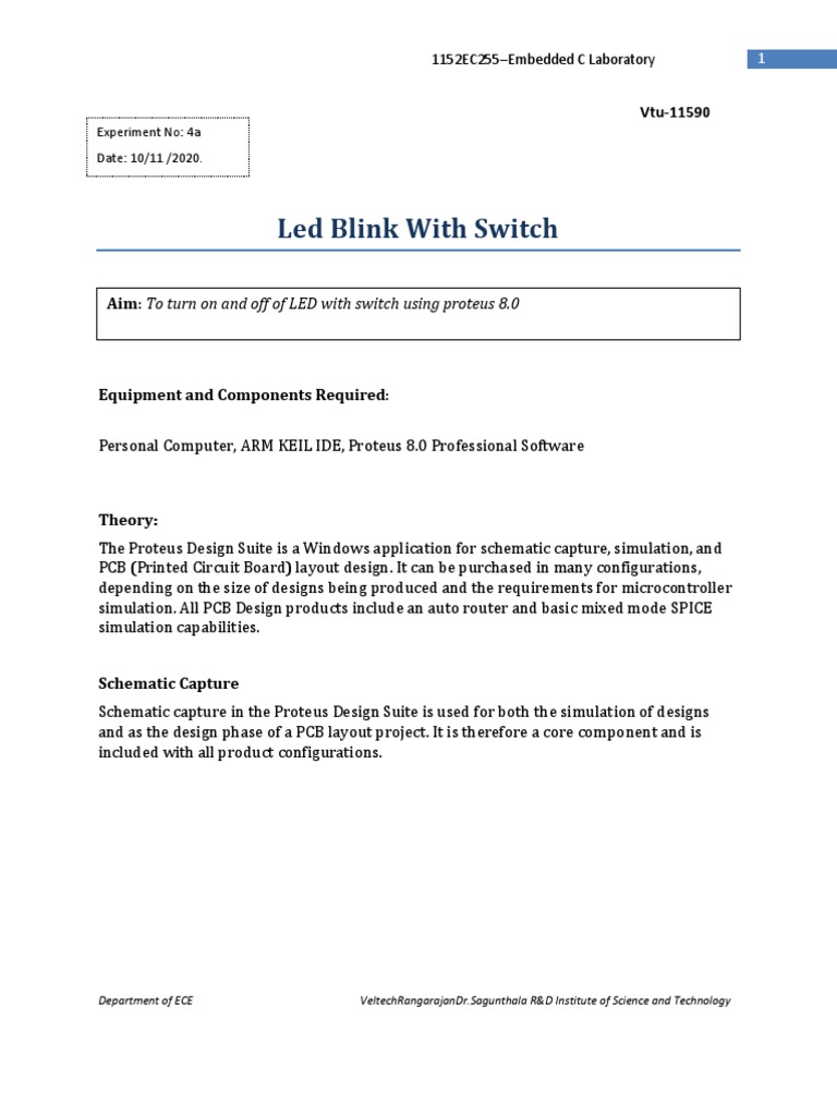 LED Blinking with Switch in Proteus | PDF | Computer Science | Computer ...