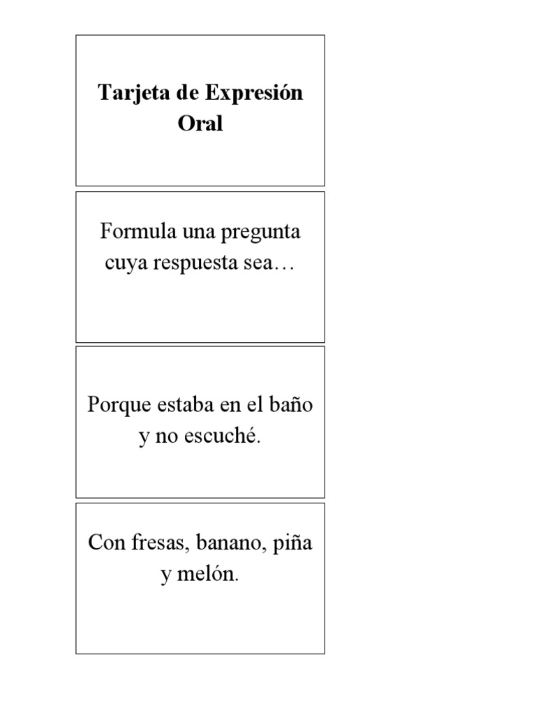 Tarjetas de Expresión Oral 1 | PDF