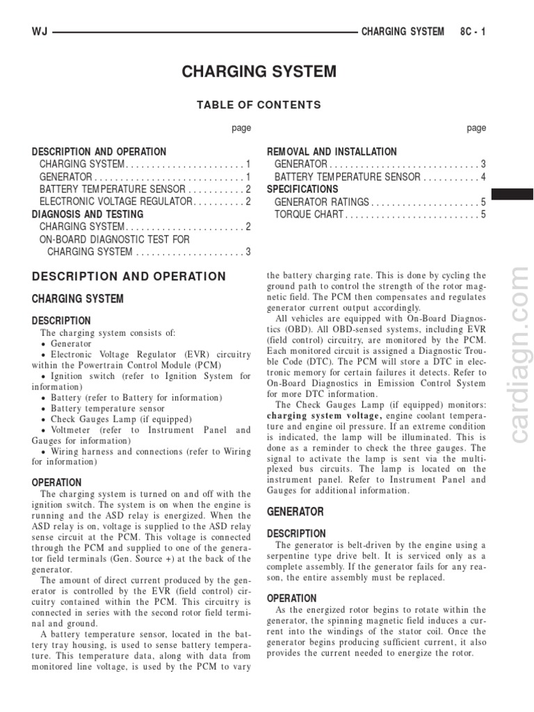Description and Operation Charging System | PDF | Electric Generator ...