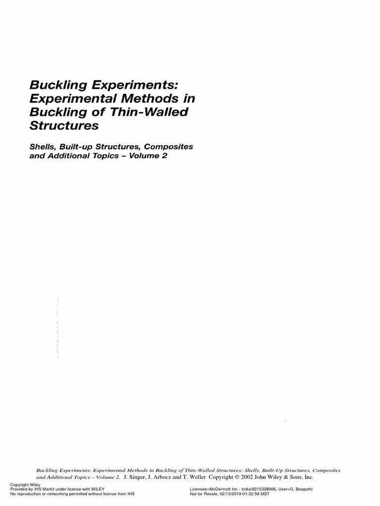 Buckling Experiments - Experimental Methods in Buckling of Thin-Walled Structure | PDF ...