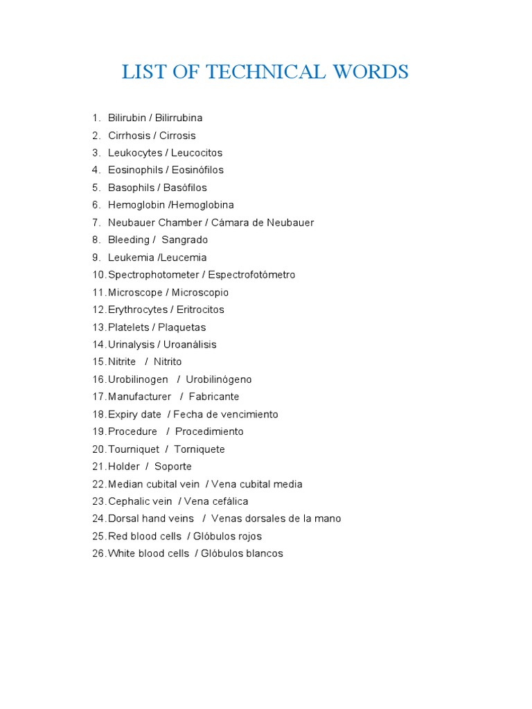 Lista de Términos Técnicos Médicos | PDF | Ciencia y matemáticas