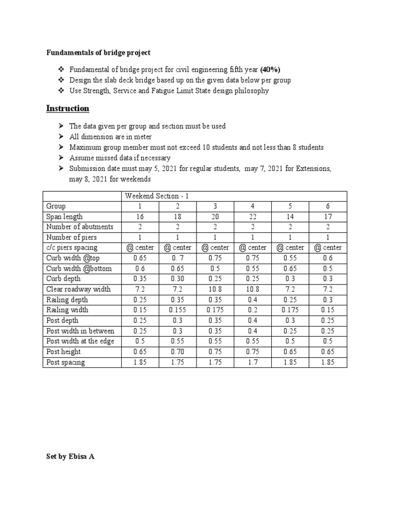 Bridge Assignment 1 | PDF | Length | Bridge