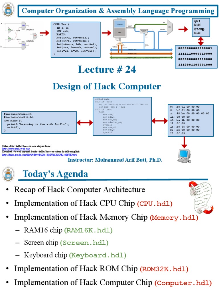 Lec 24 Design of Hack Computer | PDF | Central Processing Unit | Input/Output