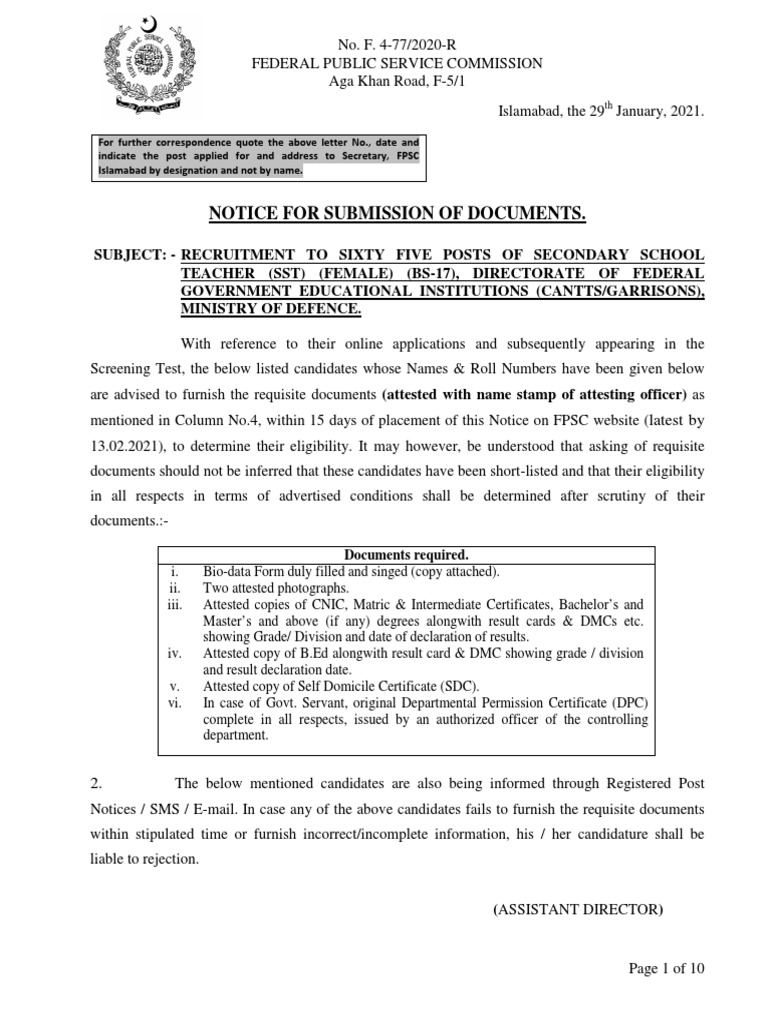 Notice For Submission of Documents | PDF | Business