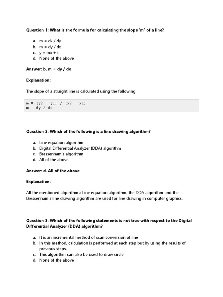 Computer Graphics MCQS++ | PDF | Computer Monitor | 2 D Computer Graphics