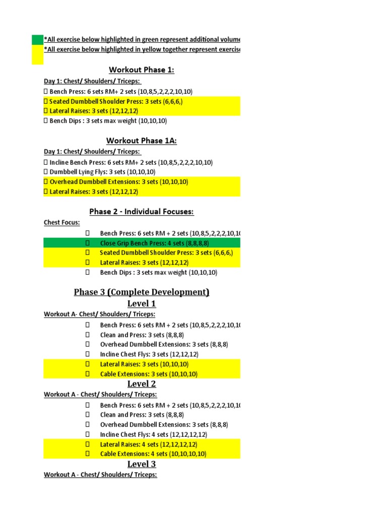 Excel Workout Plan for Strength Training | PDF | Kettlebell ...