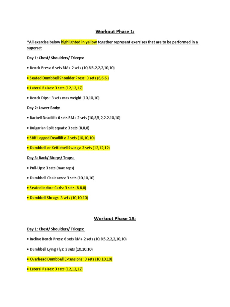 Word - All Workout Routines Exercises Reps Sets Etc | PDF | Kettlebell ...