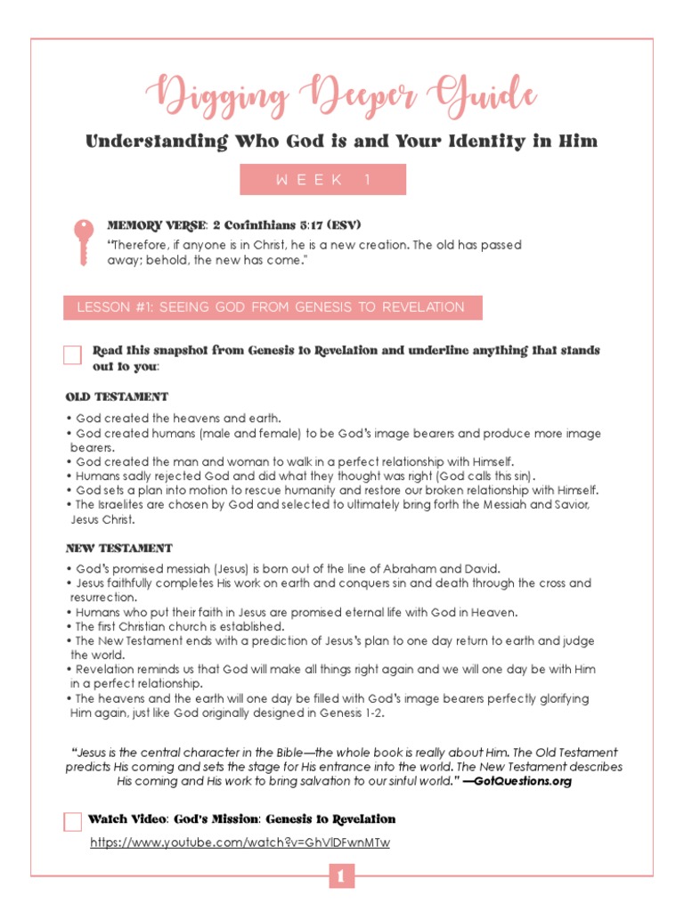 Understanding Who God Is and Your Identity in Him: Digging Deeper Guide ...