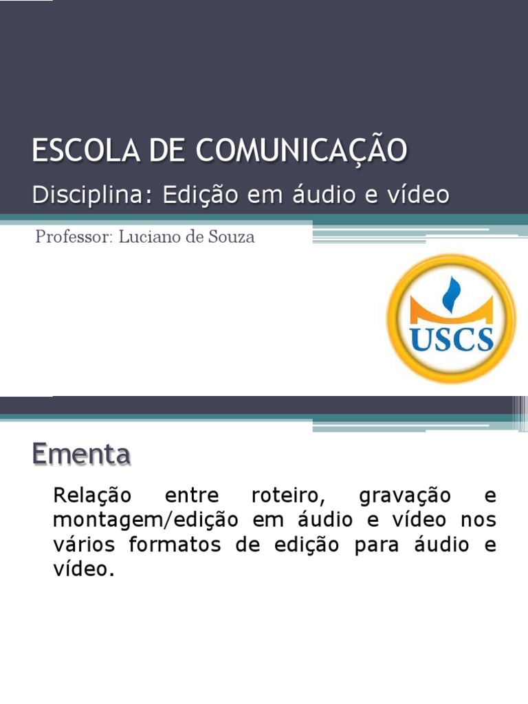 Aulas Edicao Audio e Video | Download grátis PDF | Mídia de massa | Cinema