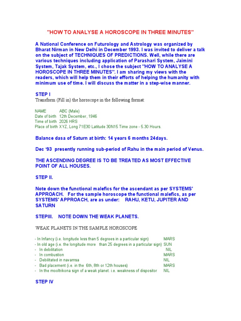 Analyse A Horoscope in Three Minutes | PDF | Planets In Astrology ...