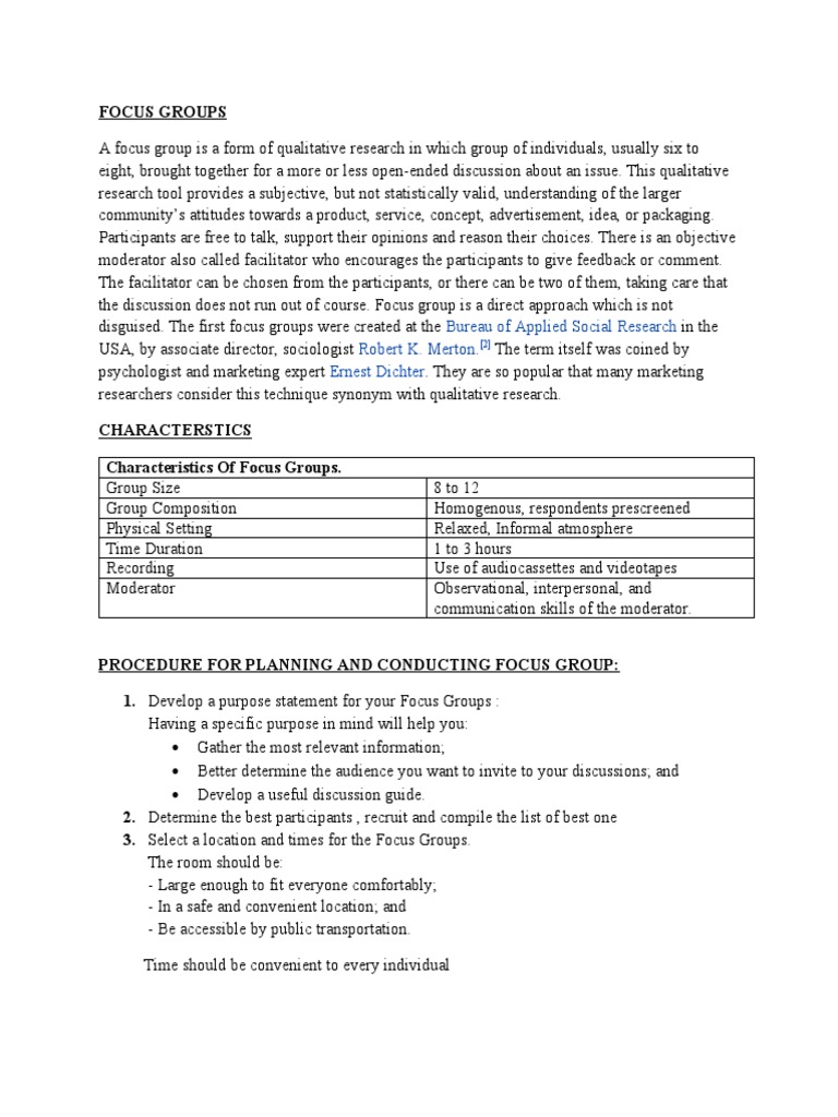 What Is A Focus Group | PDF | Focus Group | Cognition